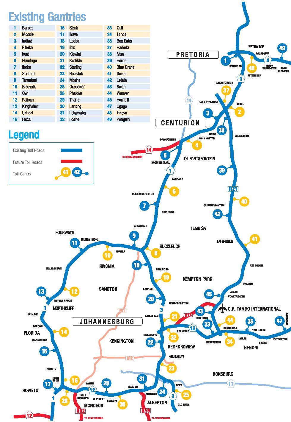 E toll Map AA E toll Map AA